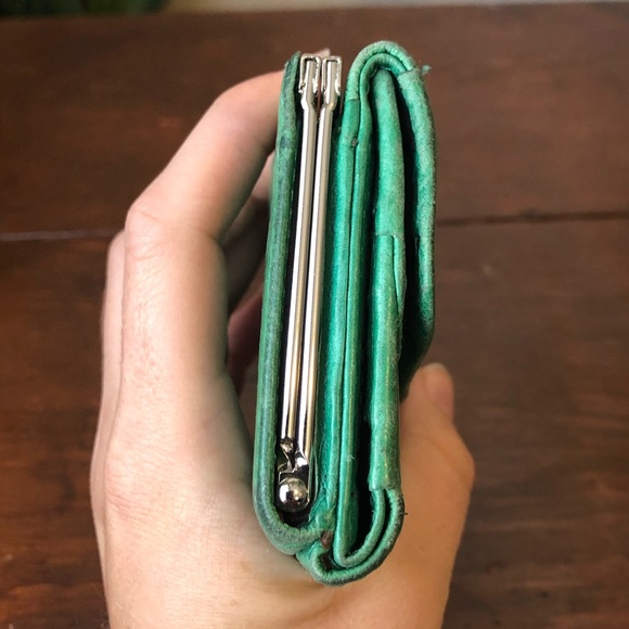HOBO | Bags | Green Leather Hobo Small Wallet Fold Coin Distressed ...
